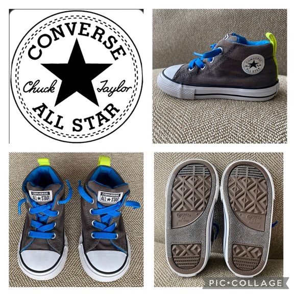 Converse | Shoes | Kids Converse Canvas Sneaker Blue Neon Green And ...